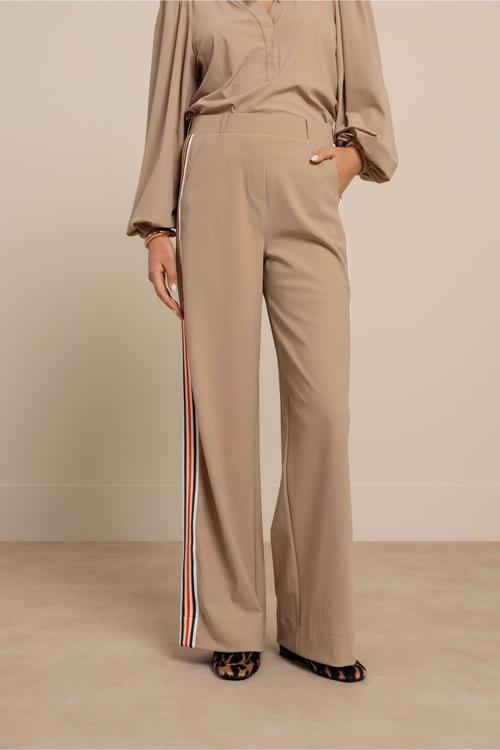 Studio Anneloes Trainer bonded tape trousers | Bruin | Ronald Deurloo